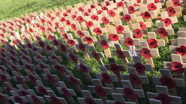 Cardiff Castle field of remembrance opens with service - BBC News