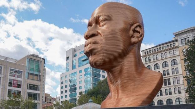 George Floyd sculpture in New York City defaced for a second time - BBC ...