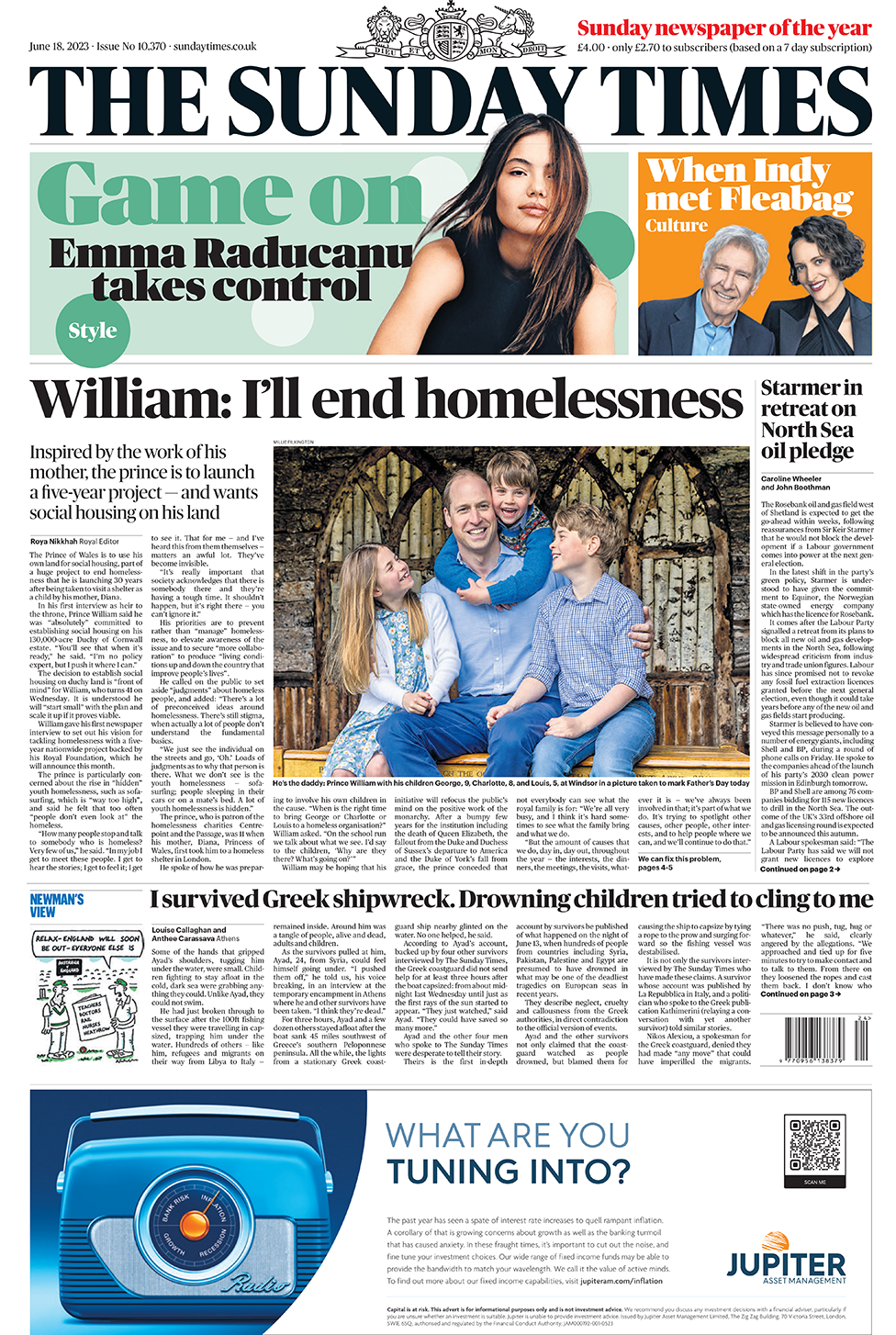 Newspaper headlines: William to end homelessness, and more Partygate ...