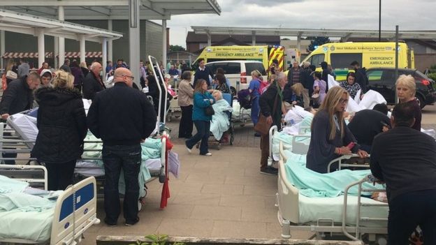 Patients evacuated in beds during fire at Royal Stoke Hospital - BBC News