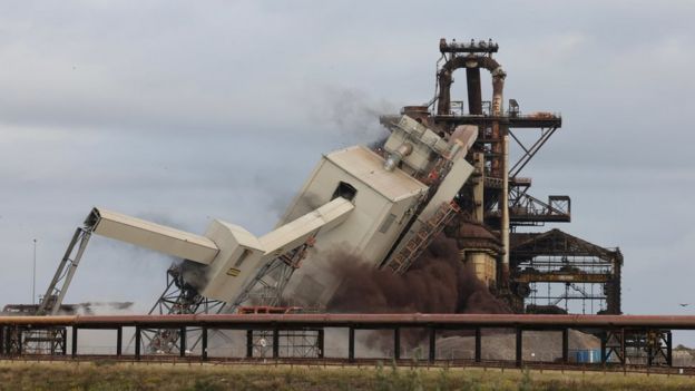 Teesworks: Redcar steelworks chimney demolished by man who put it up ...