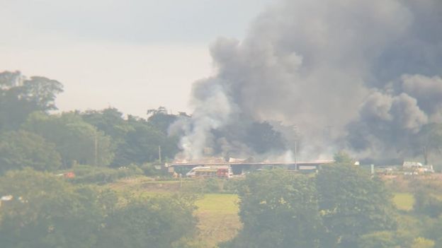 Large industrial unit fire in Somerset brought under control - BBC News