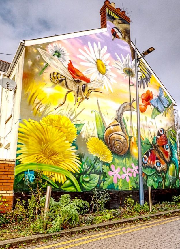 In pictures: Graffiti used to protest climate change and war - BBC News