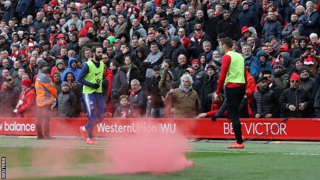 Liverpool 2-0 Chelsea: Police look at Anfield flare incident - BBC Sport