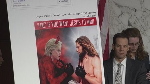 Social-media images shown as evidence of 'Russian trolls' - BBC News