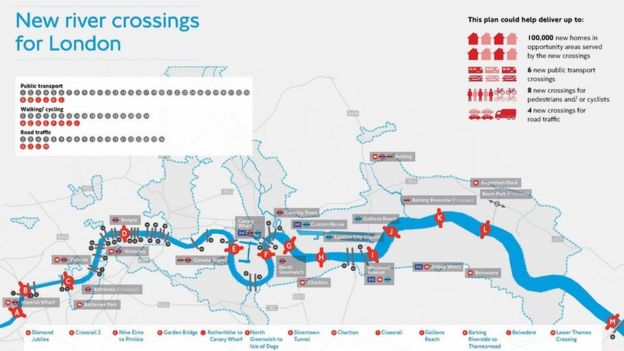 Plans for 13 bridges and tunnels to connect London across the Thames ...