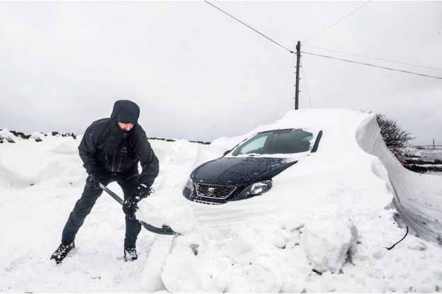 UK weather: Scenes of Storm Emma meets Beast from the East - BBC News