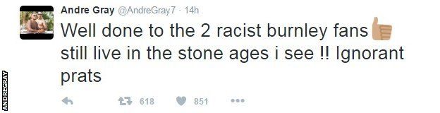 Andre Gray denounces 'racist' comments by Burnley fan at Bradford - BBC ...