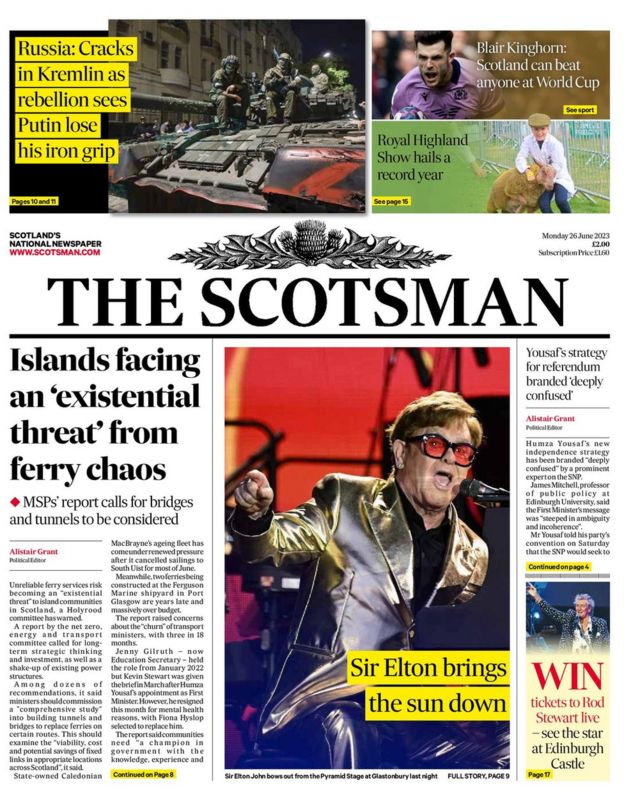 Scotland's papers: Ferry 'chaos' report and 'Fergie cancer battle ...