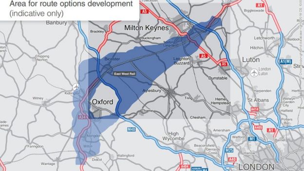 Oxford-Cambridge Expressway: Preferred route announced - BBC News