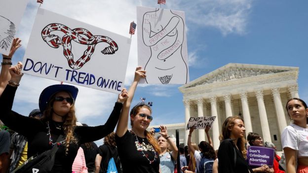In pictures: Protests across US against abortion bans - BBC News