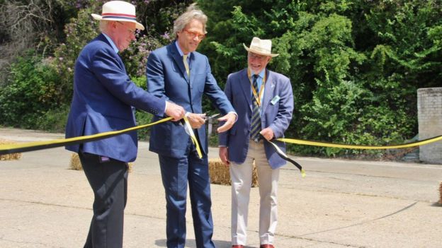Brooklands racetrack finishing straight reopened - BBC News