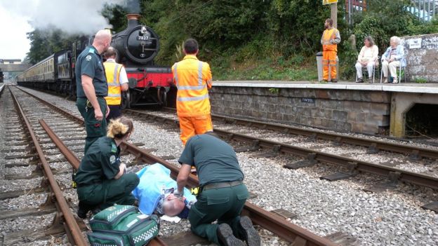 Steam train enthusiast injured in track fall taking photos - BBC News