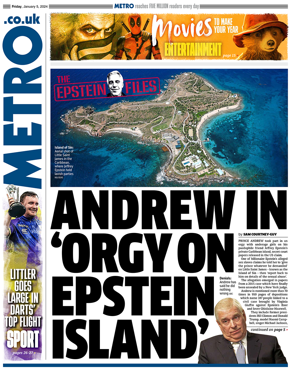 Newspaper headlines: Prince Andrew claims and 'no Labour tax cuts ...