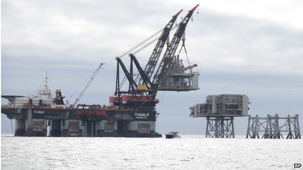 Giant platform sections installed at Clair oil field - BBC News