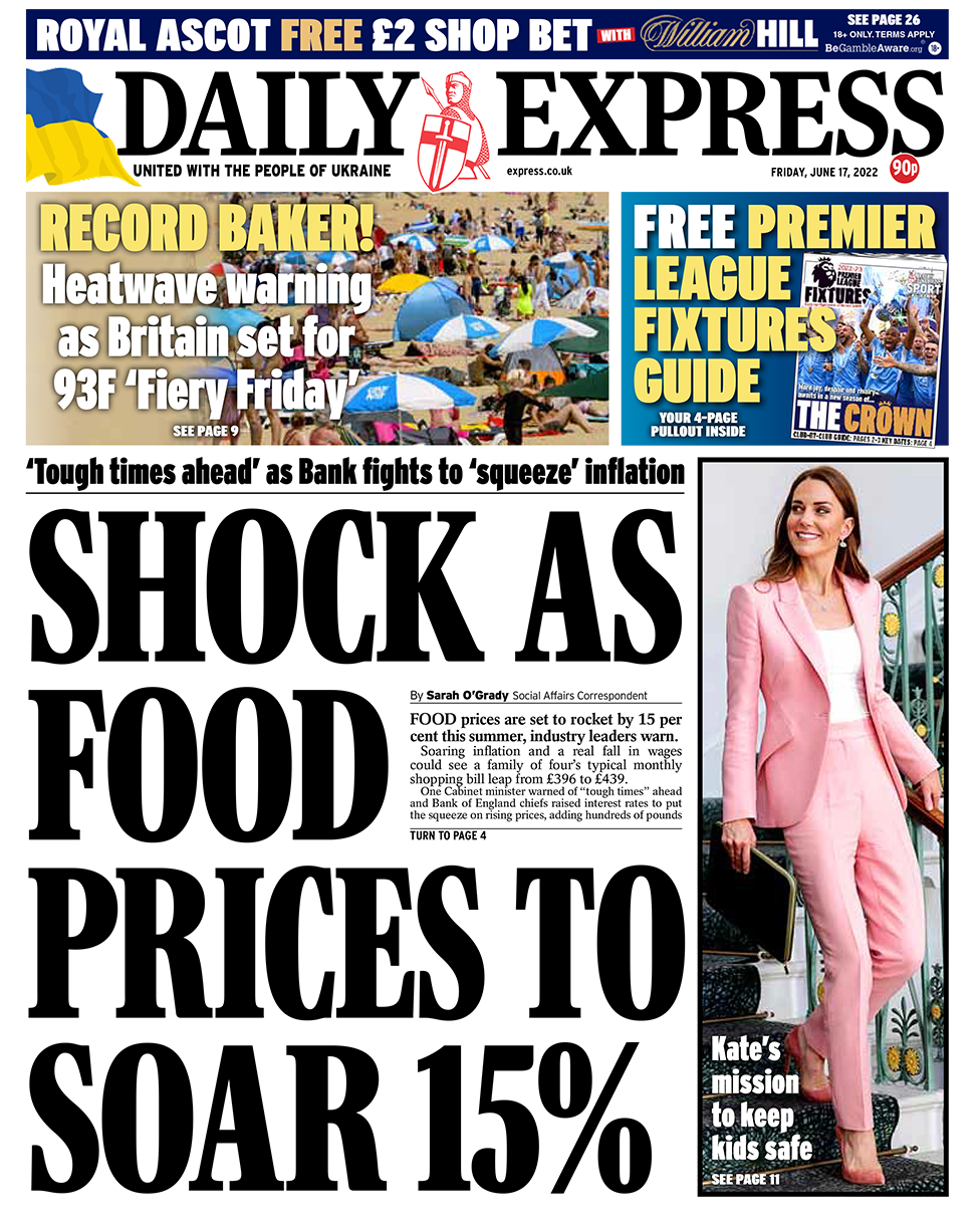 Newspaper headlines: Warnings of 'pain ahead' with inflation to hit 11% ...