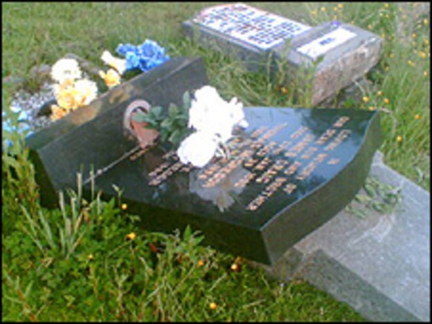 'Disgust' over cemetery vandalism - BBC News