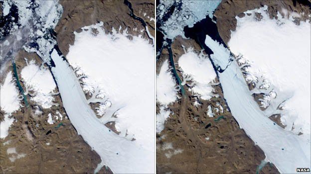 Greenland ice island captured in satellite images - BBC News