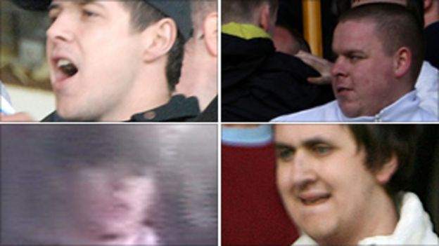 Wanted football fans pictured on CCTV - BBC News