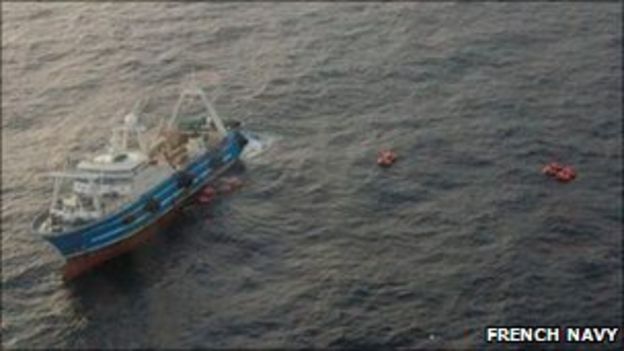 Ship fire crew rescued from life rafts in Atlantic - BBC News