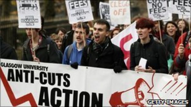Student tuition fees protests across the UK - BBC News