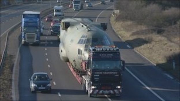 Second RAF Hercules aircraft to be transported by road - BBC News