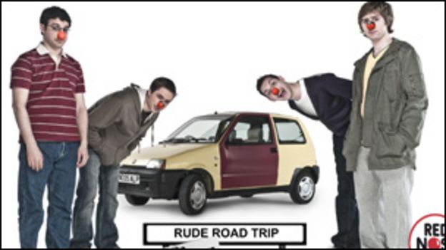 Inbetweeners stars take rude trip for Comic relief - BBC News