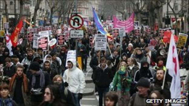 London student protest: Two charged after fees rally - BBC News
