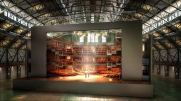 Flat-pack RSC stage set up in US for summer season - BBC News