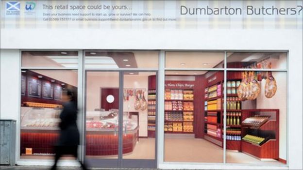 Dumbarton uses fake shop fronts to beat downturn - BBC News