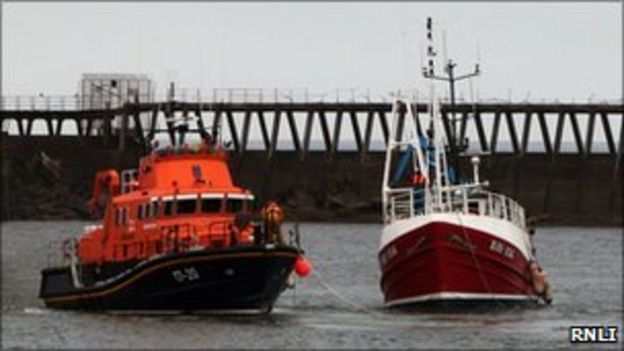 Trawlermen rescued from boat fire off coast of Amble - BBC News