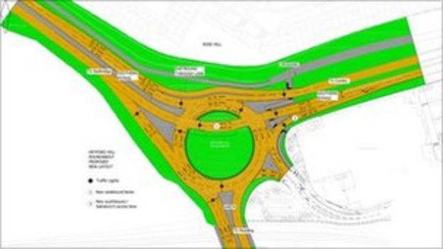 Building starts on new roundabout at Heyford Hill - BBC News