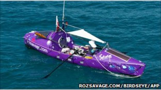Solo ocean rower Roz Savage towed to safety - BBC News