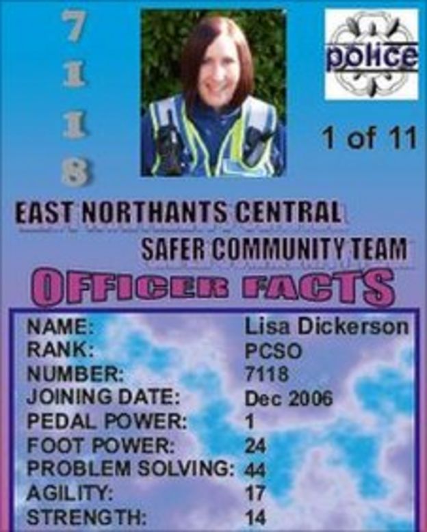 Thrapston PCSO designs collectable cards for children - BBC News