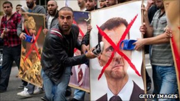 Demonstration in London against Syria's President Assad - BBC News