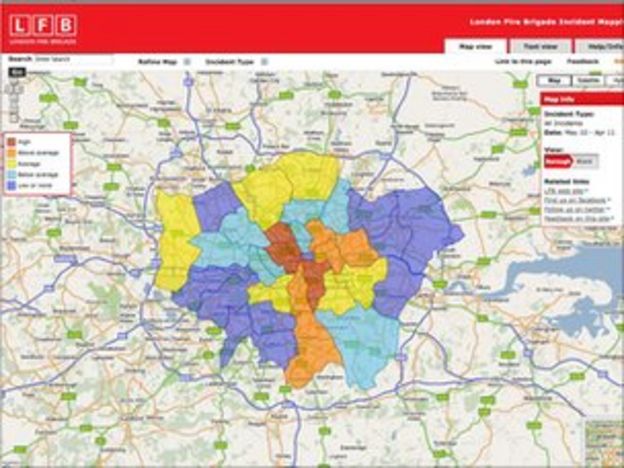 'First' fire incidents map goes online in London - BBC News