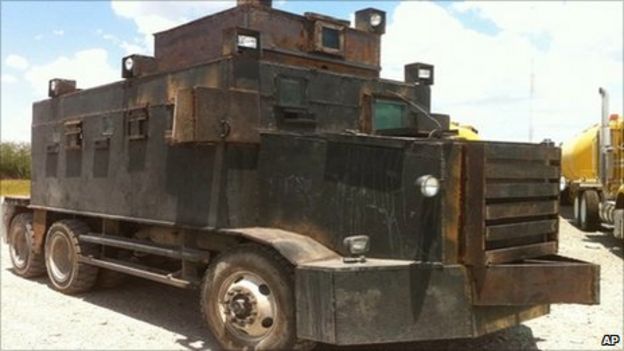Mexican army destroys drug cartel 'narco-tanks' - BBC News