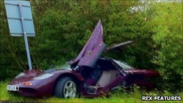 Rowan Atkinson crashes McLaren F1 supercar into tree - BBC News