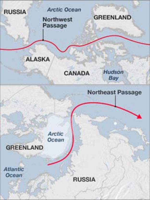 Arctic sea routes open as ice melts - BBC News