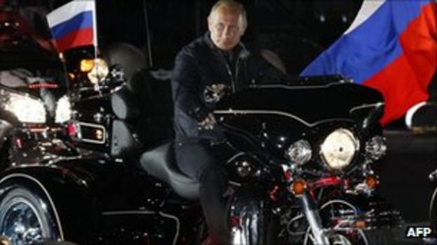 Putin rides motorcycle after Russia election announced - BBC News
