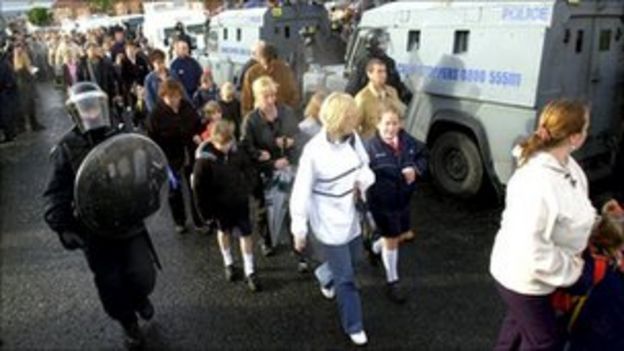 Mothers and daughters reflect on the Holy Cross protest - BBC News