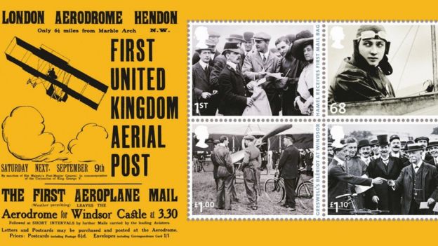 Pictures: Britain's first airmail marked by new stamps - BBC Newsround