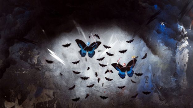 Prodigy star Maxim stages art exhibition - BBC News