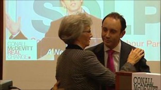 Brid Rodgers supports SDLP candidate Conall McDevitt - BBC News