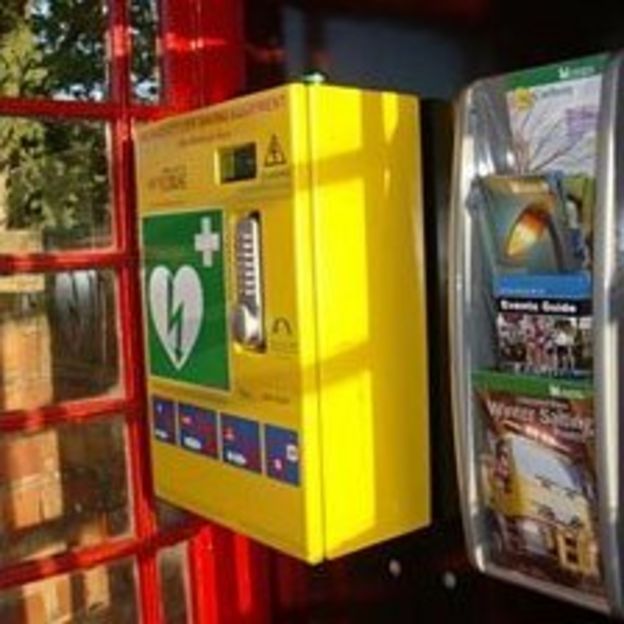 St Giles-on-the-Heath gets talking defibrillator in phone box - BBC News
