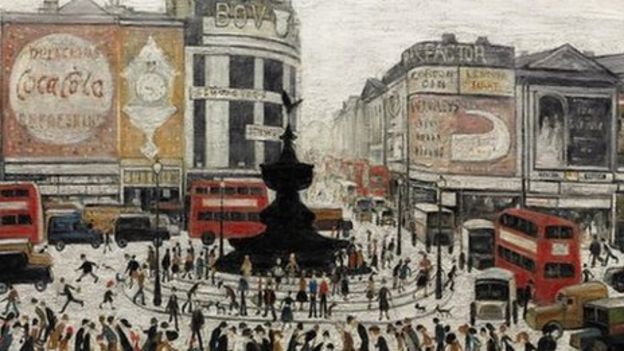 LS Lowry's Station Approach, Manchester in rare public showing - BBC News