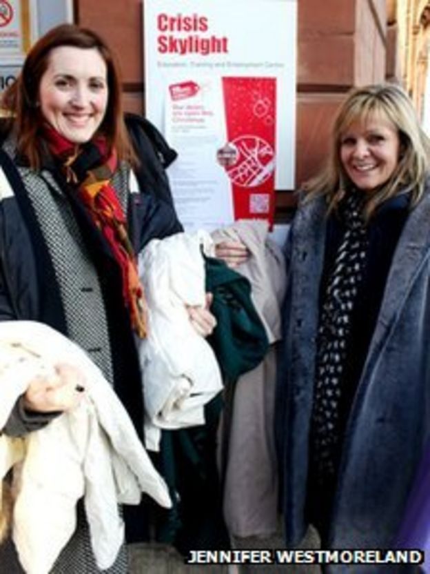 Donating winter coats to homeless - BBC News