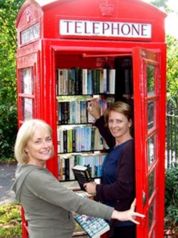 Red phone box turned into Little Eaton village library - BBC News