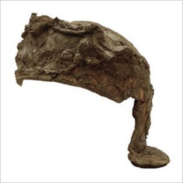 Hallaton helmet goes on public display at Harborough Museum - BBC News