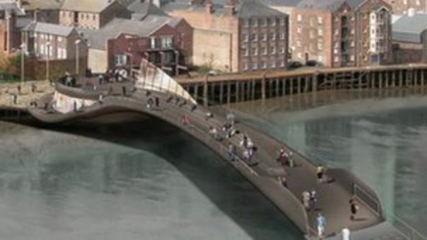 Work begins on River Hull walkway bridge - BBC News